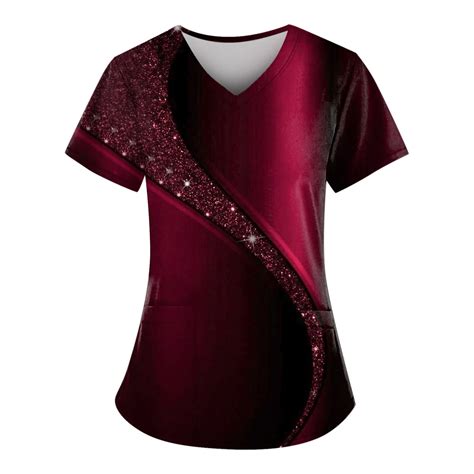Julmcomo Womens Scrubs Tops Clearance Personalized Comfy Star Graphic