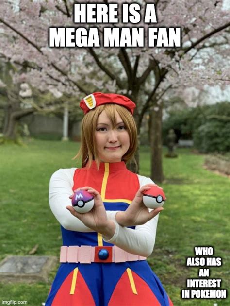 Mega Man X Iris Cosplayer With Pokeballs Imgflip