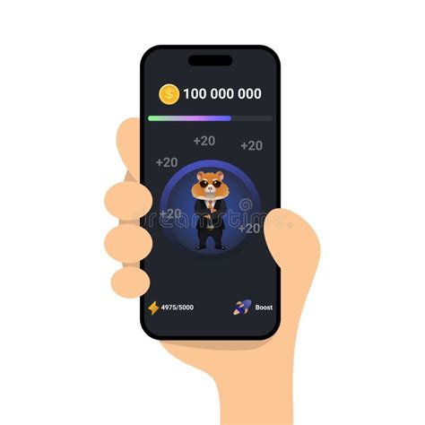 Telegram Bot Hamster Kombat Clicker Game On Your Phone Coin Listing Memes Tokens Stock Vector