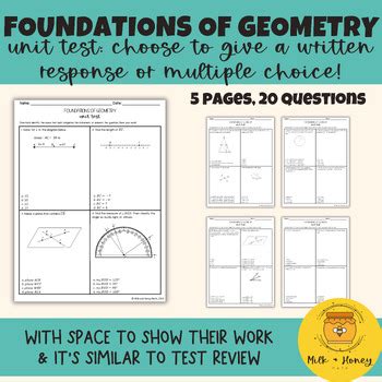 Foundations Of Geometry Unit Test Review And Test Geometry Basics