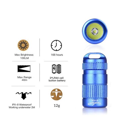 Mini Led Keychain Flashlight Small 3cm 12g Batteries Included Ultra