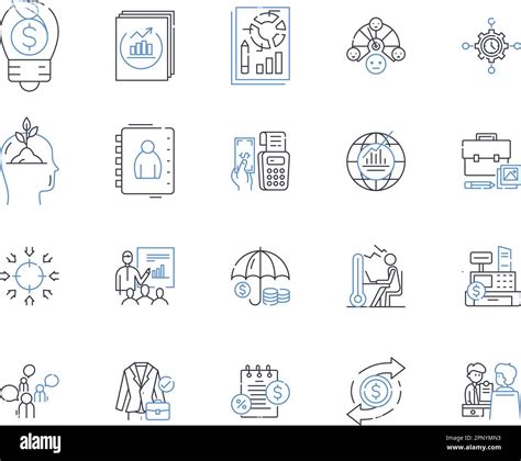 Financial Management Line Icons Collection Budgets Investments