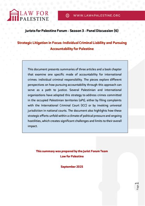 Preparatory Material Strategic Litigation In Focus Individual