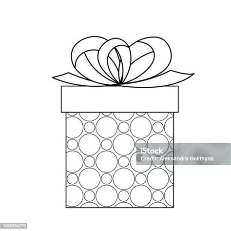 물방울 무늬는 큰 활 색칠하기 책과 함께 선물합니다 흑백 선물 벡터 나비매듭에 대한 스톡 벡터 아트 및 기타 이미지 나비매듭 물방울무늬 벡터 Istock