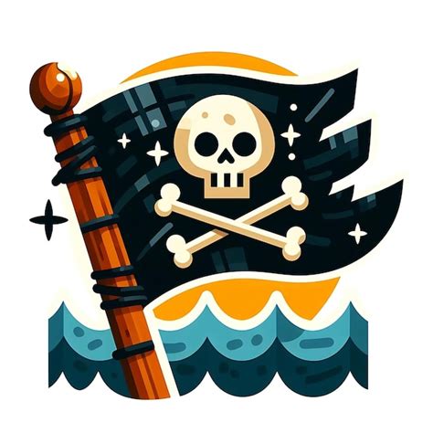 Jolly Roger Pirate Flag Set Skeleton In Red Bandana Eyepatch With