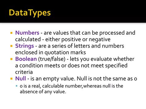 javascript variables and datatypes ppt