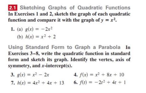 solved 2 1 sketching graphs of quadratic functions in