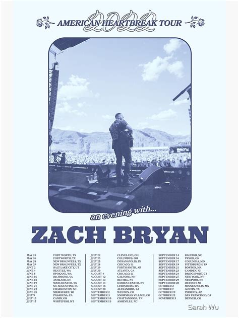 Zach Bryan American Heartbreak Tour Poster For Sale By Sarah Wu
