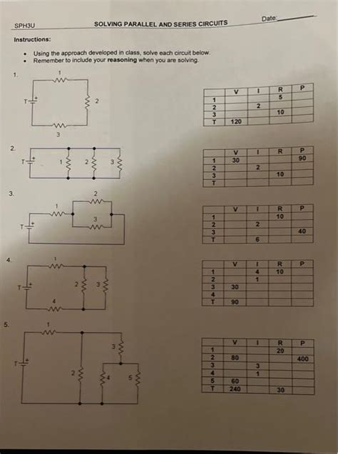 Solved Date SPH U SOLVING PARALLEL AND SERIES CIRCUITS Chegg Com