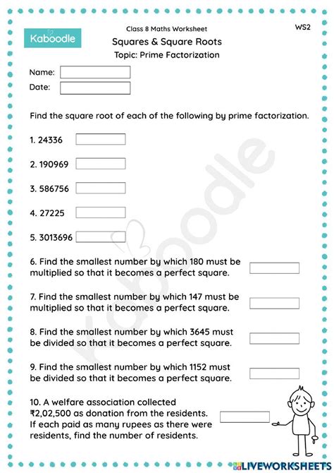 Squares And Square Roots Prime Factorization Kaboodle