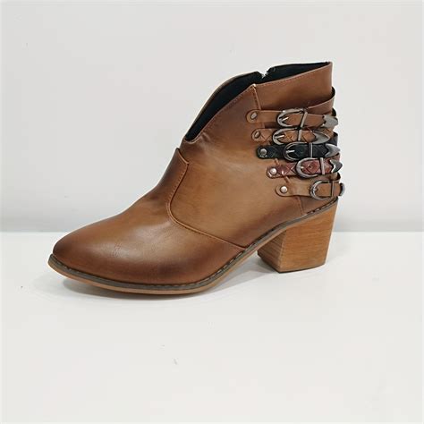 Vintage Buckle Side Zipper Boots Deals