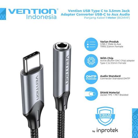 Promo Vention Usb Type C To Mm Jack Adapter Converter Usb C To Aux Audio Diskon Di Seller