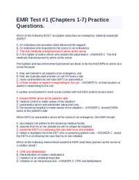 EMR Test 1 Chapters 1 7 Practice Questions Exams Nursing Docsity