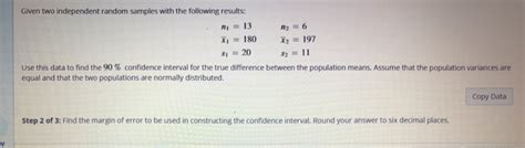 Solved Given Two Independent Random Samples With The