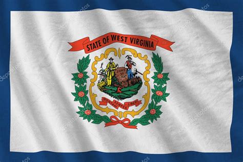 Bandera Del Estado De Virginia Occidental Con Grandes Pliegues Ondeando