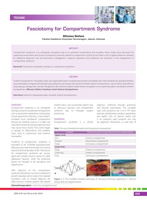 Pdf Fasciotomy For Compartment Syndrome
