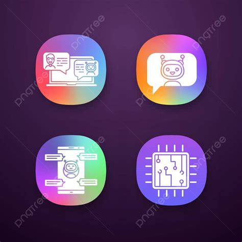 Chatbots App Icons Set Ui Application Element Vector Ui Application