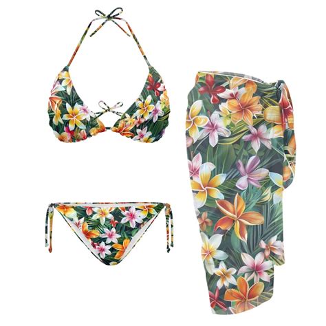 Yuyamidu Womens 3 Piece Bikini Set Triangle Tops Triangle Halter Self
