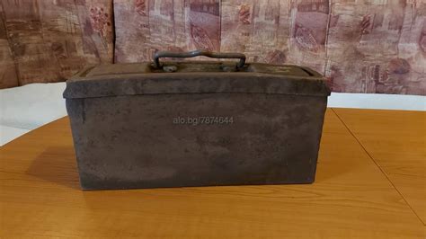 Военна антика 9 Антиквариат Русе Стара немска метална кутия за патрони