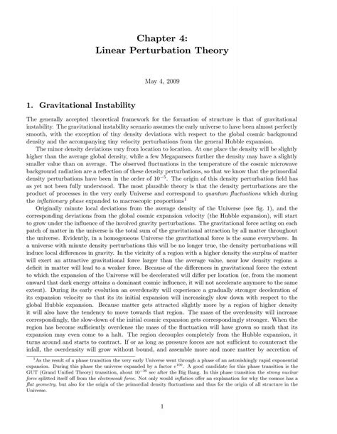 Chapter 4 Linear Perturbation Theory