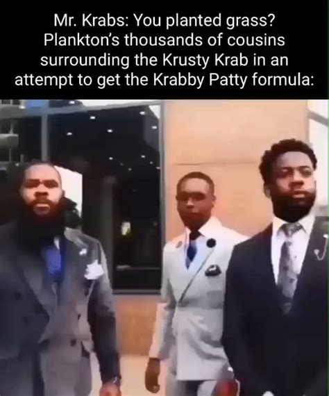 Mr Krabs You Planted Grass Planktons Thousands Of Cousins