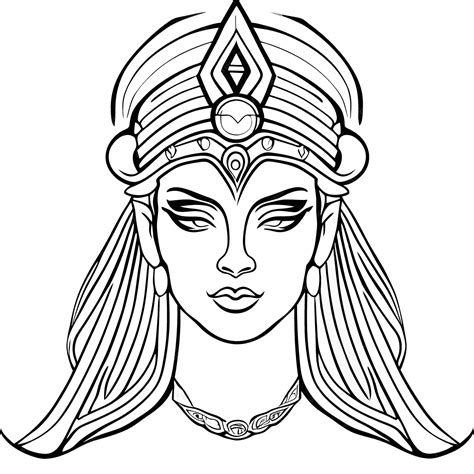 Premium Vector Mesopotamia Face Queen Vector Illustration Line Art