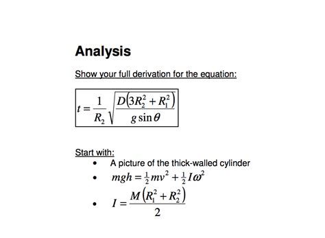 Solved Analysis Show Your Full Derivation For The Equation