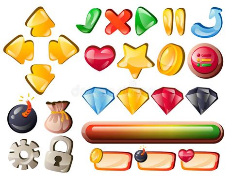 Colorful Game User Interface Vector Buttons Assorted Textures Gui