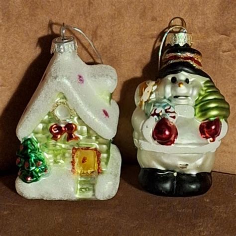 Винтаж СССР Набор елочных игрушек Снеговик и Домик купить в Москве цена 700 руб дата