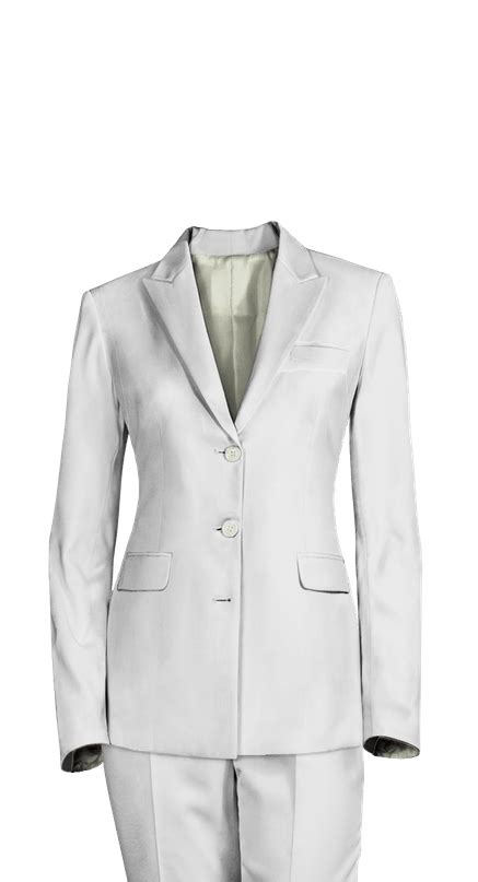 White 3 Button Wool Blend Ankle Pantsuit Sumissura