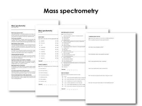 Mass Spectrometry Infotext And Exercises Teaching Resources