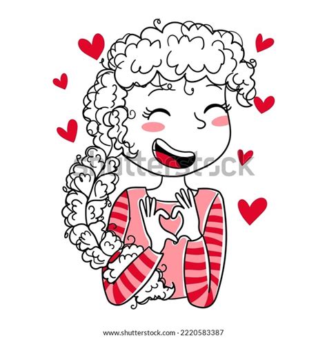 Illustration Girl Making Heart Her Hands Stock Vector Royalty Free