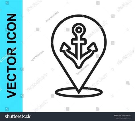 black line map pointer anchor icon stock vector royalty free