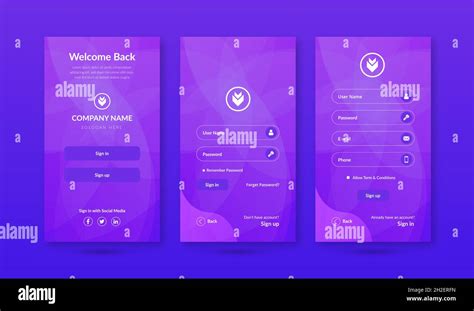 Modern Creative Welcome Signup Login Screen Template Stock Vector
