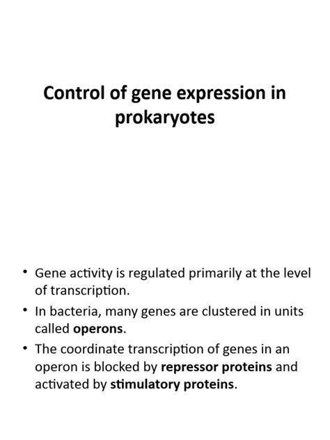 07 Control Of Gene Expression In Prokaryotes Pdf Operon Repressor