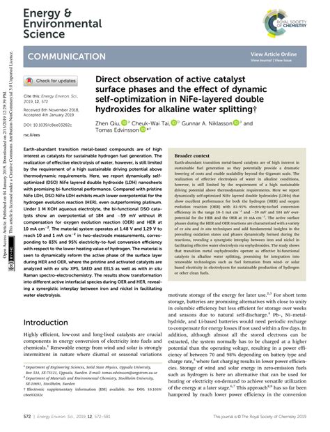 Pdf Direct Observation Of Active Catalyst Surface Phases And The