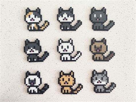 Mini Cats Pixel Perler Beads Art Can Be Fridge Magnet Etsy Easy Perler Beads Ideas Perler