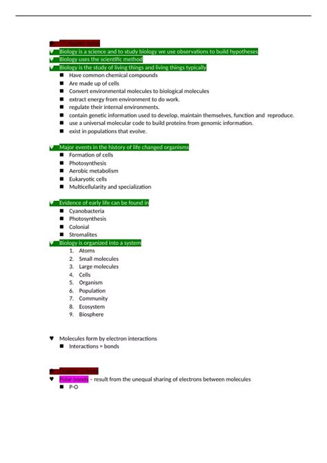 Summary Bisc 160 Exam 1 Cheat Sheet Bisc 160 BISC160 Stuvia US