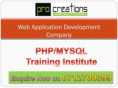 Ppt Pro Creations Php Mysql Training Institute Powerpoint Presentation Id7342995