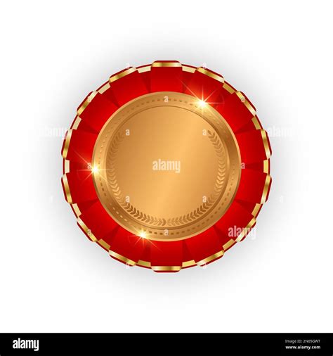 Bronze Award For 3rd Place With Red Ribbon Round Insignia Decorated