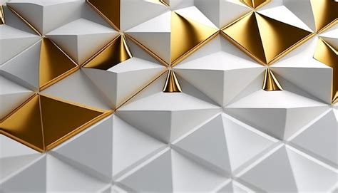Premium Photo Realistic 3d White And Gold Geometric Pattern
