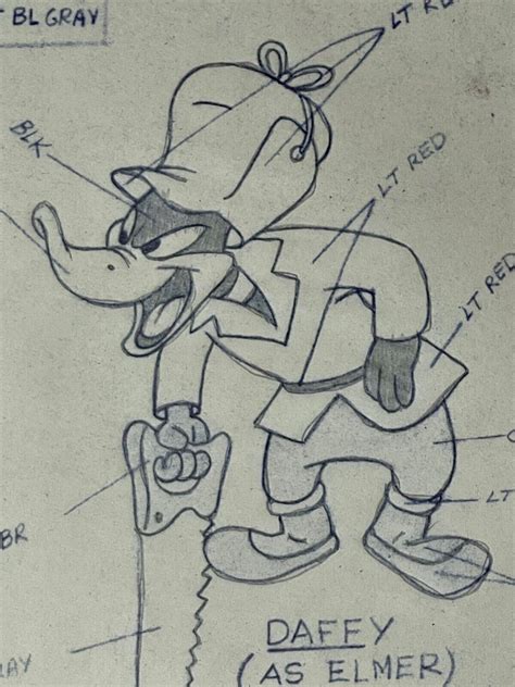 Original Daffy Duck Model Sheet From Looney Tunes Warner Brothers 1956 Rare 4554001766
