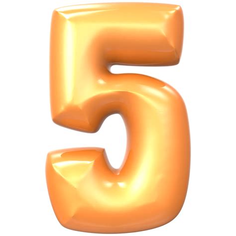 Gold Number 5 3d Render 39301088 Png