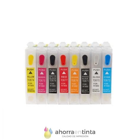Epson T0870 T0879 Pack 8 Cartuchos Recargables Autoreseteables Stylus