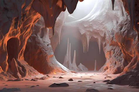 Premium Photo Fantasy Cave With Stalactites And Stalagmites