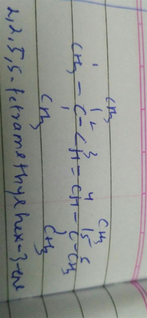 CH3 3CCH CHC CH3 3 Iupac Name Brainly In