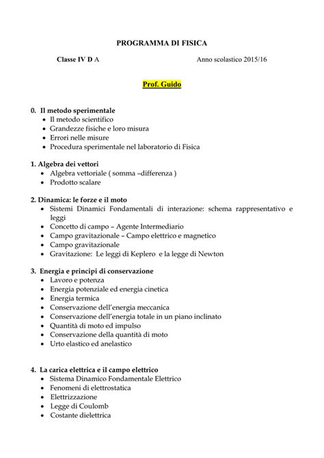 Programma Di Fisica