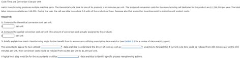 Answered Cycle Time And Conversion Cost Per Unit Bartleby