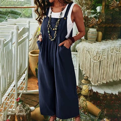 Aueoeo Boho Clothing For Women Womens Casual Sleeveless Jumpsuits