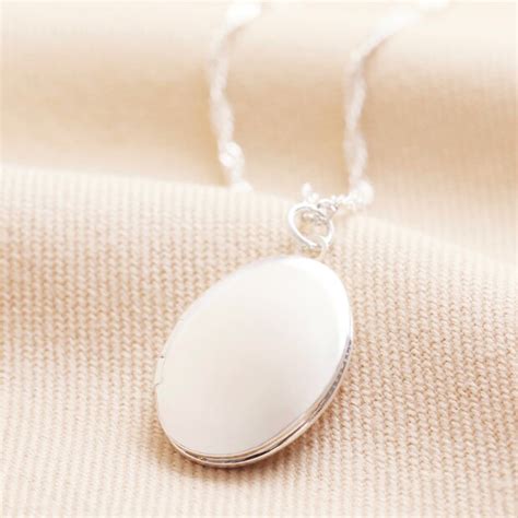 Oval Locket Necklace In Silver Jewellery Lisa Angel